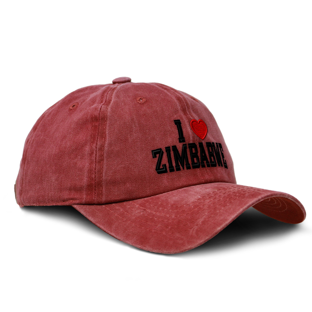 Soft Washed Baseball Cap I Love Zimbabwe I Love Cotton Dad Hats for Men ...